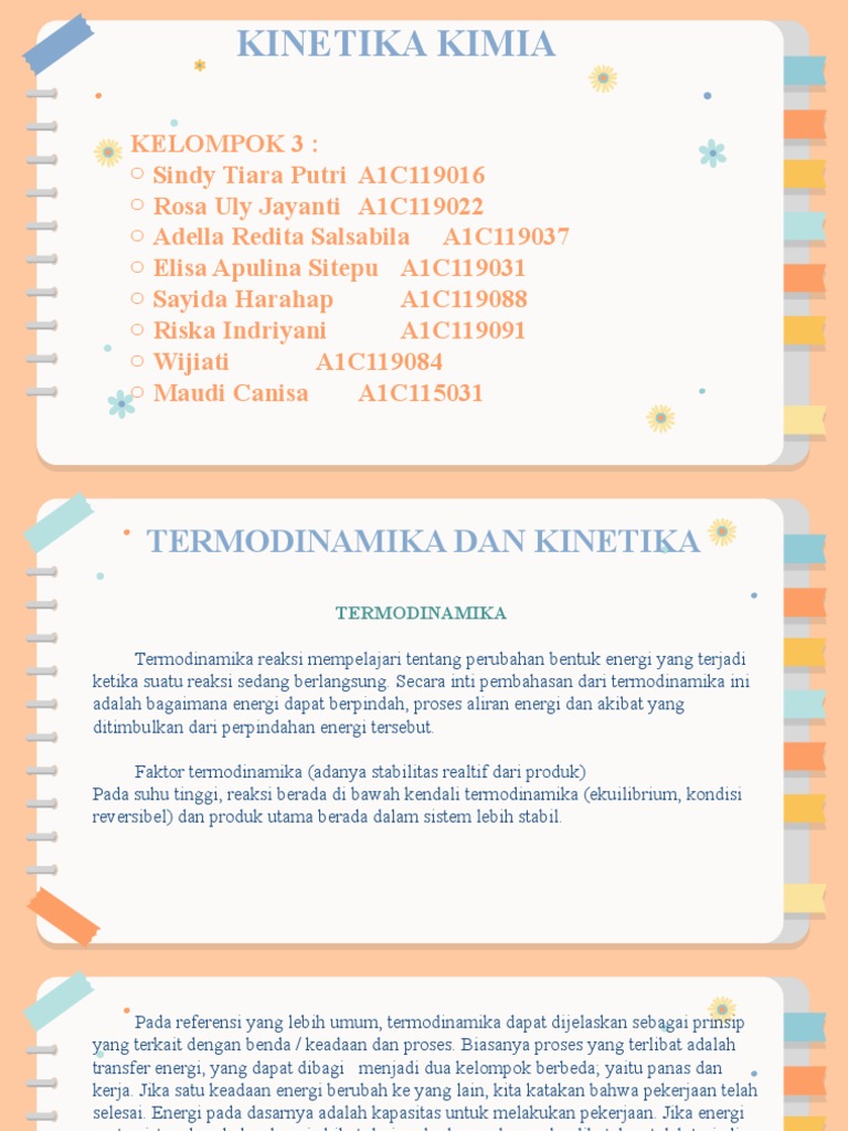Kel 3 - Kinetika Kimia - Perbedaan Termodinamika Dan Kinetika | PDF