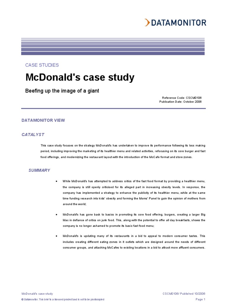 Mcdonalds Case Study | PDF | Mc Donald's | Fast Food
