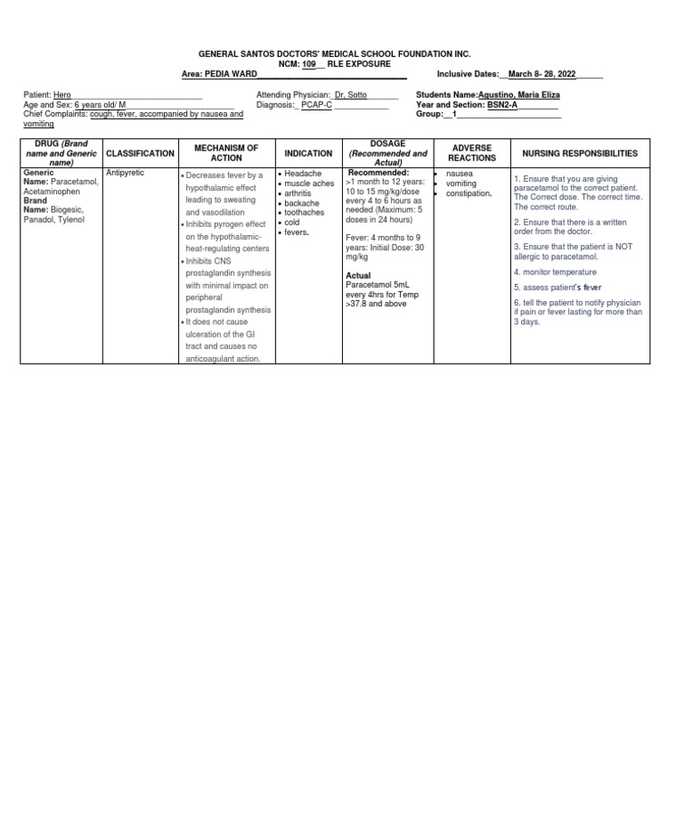Hero, Drug Study. Paracetamol | PDF | Fever | Symptoms And Signs