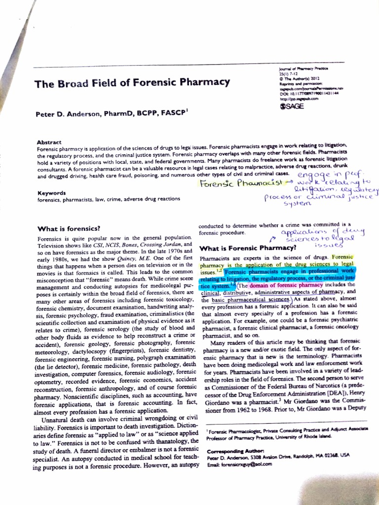 Overview of Forensic Pharmacy Roles | PDF | Pharmacy | Forensic Science