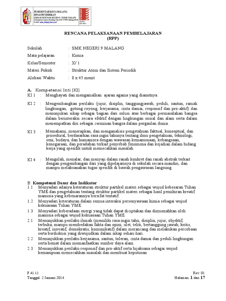 RPP Struktur Atom | PDF