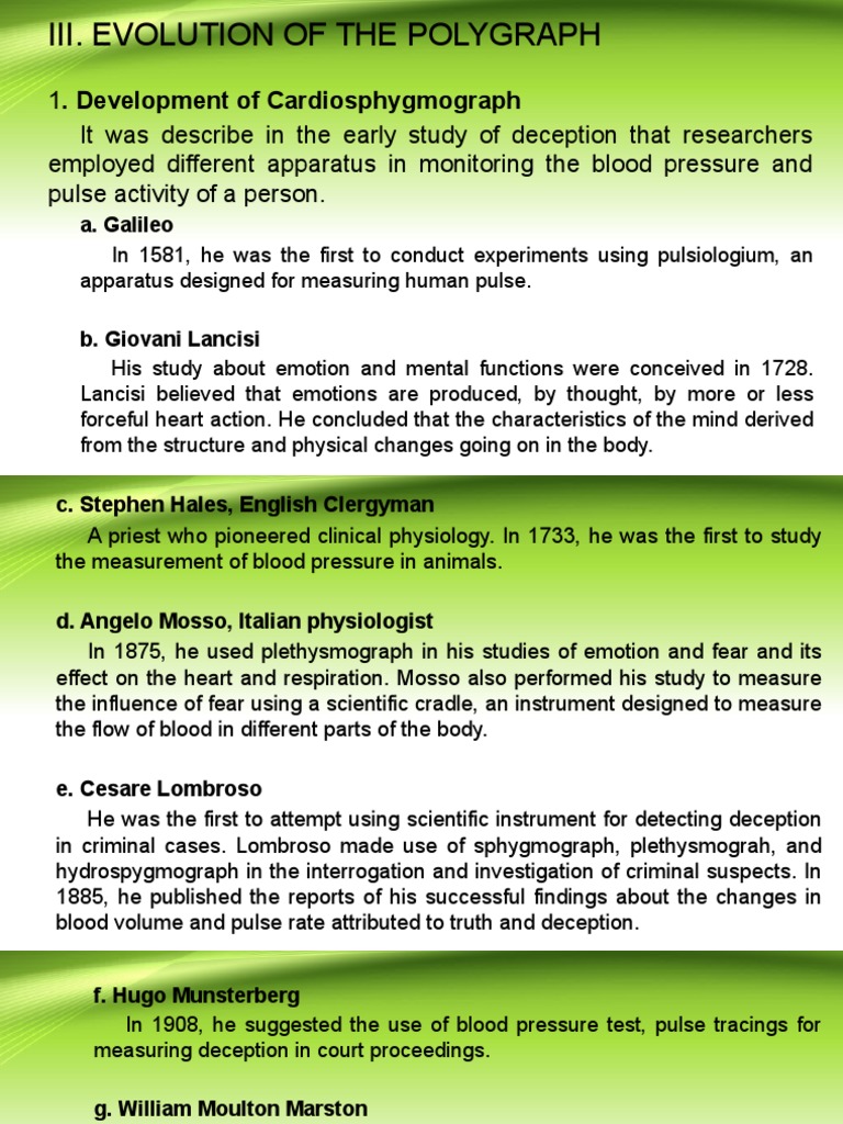 III. Evolution of The Polygraph | PDF | Polygraph | Physiology
