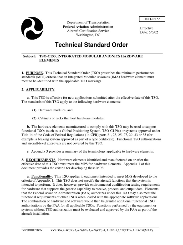TSO-C153 IMA Hardware Element | PDF | Computing | Electronics