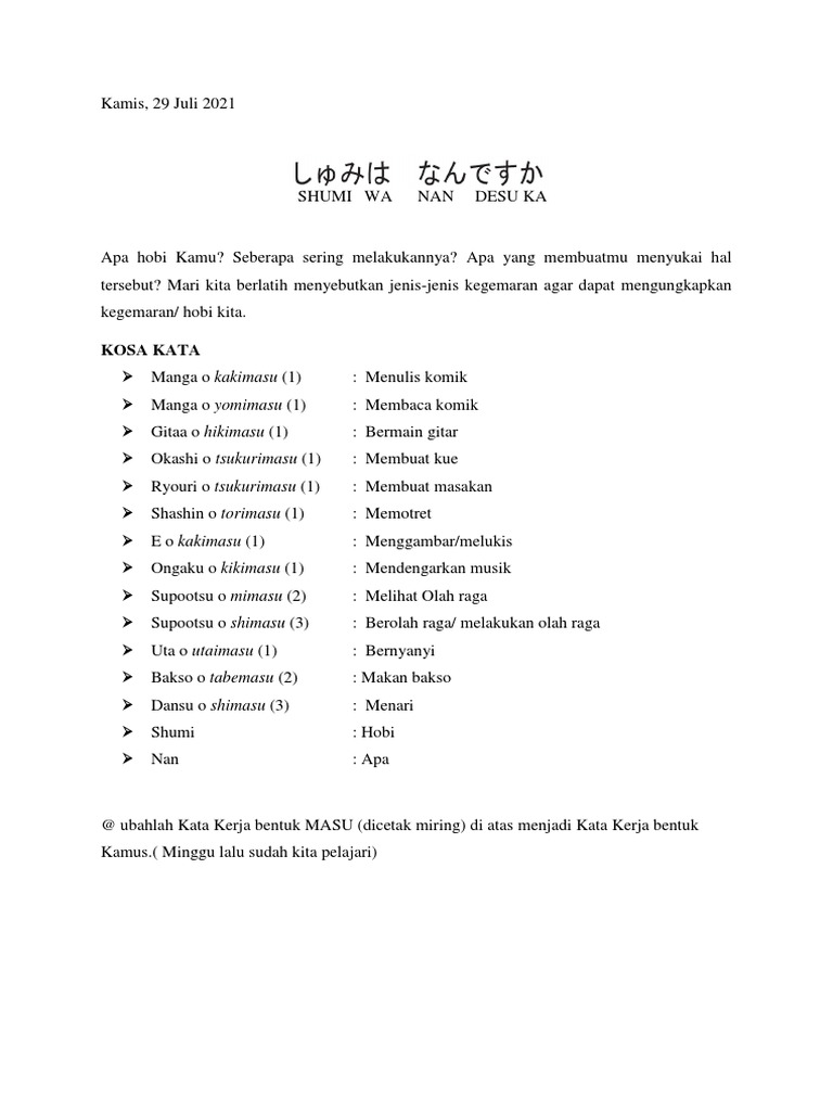 Shumi Wa Nan Desu Ka | PDF | Seni & Disiplin Bahasa