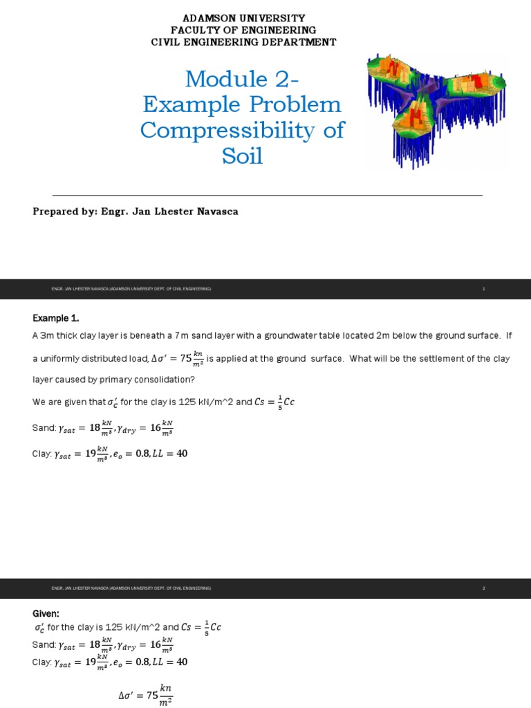 Module 2 - Example Problems in Compressibility of Soil | PDF | Earth ...