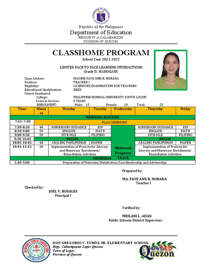 Class Program 2021-2022 | PDF | Behavior Modification | Learning