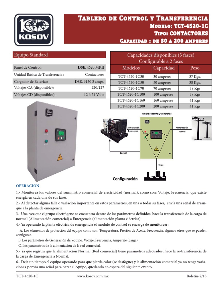 Tablero de Transferencia y control-TCT-4520-1C | PDF | Ingenieria ...