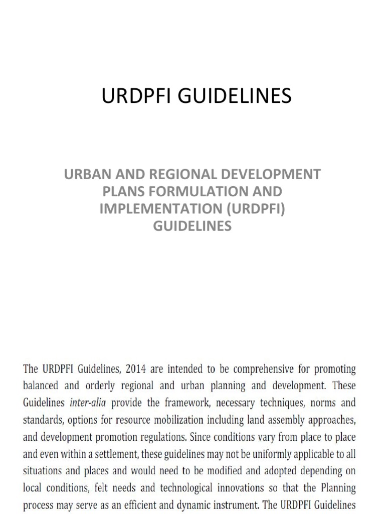 URDPFI Guidelines for Urban Planning | PDF | Business | Home & Garden