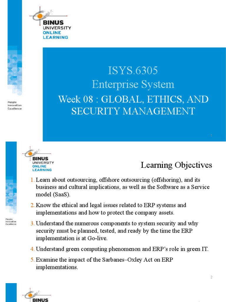 Enterprise System Week08 | PDF | Outsourcing | Software As A Service