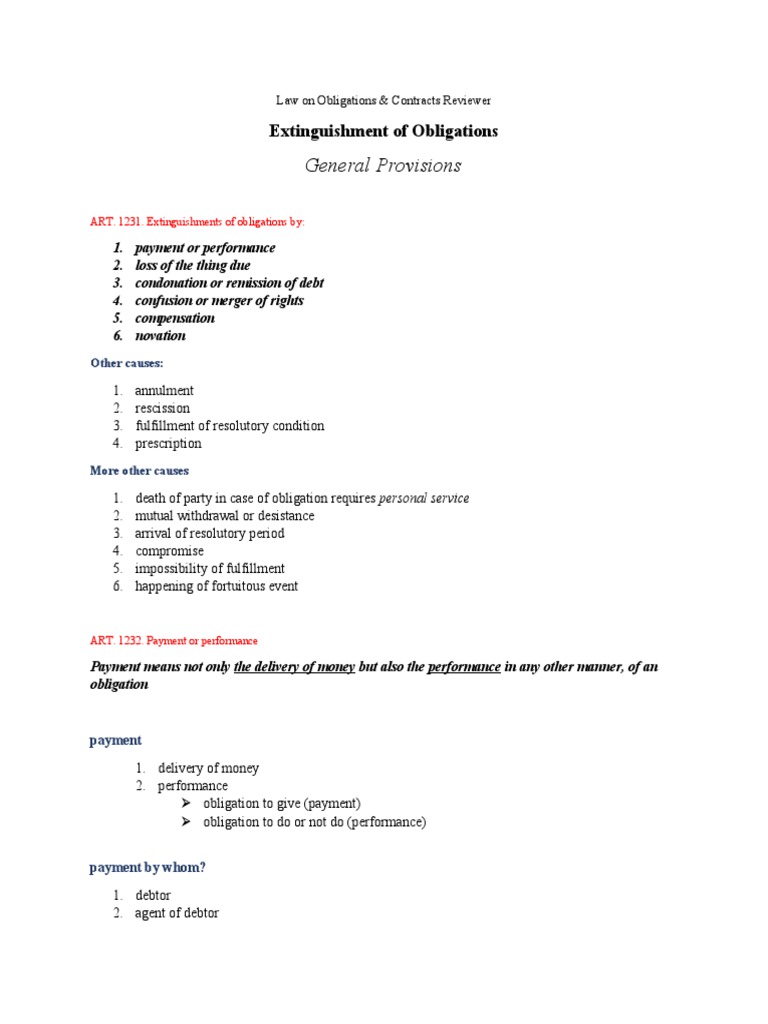 Extinguishment of Obligation - Reviewer | PDF | Guarantee | Debt