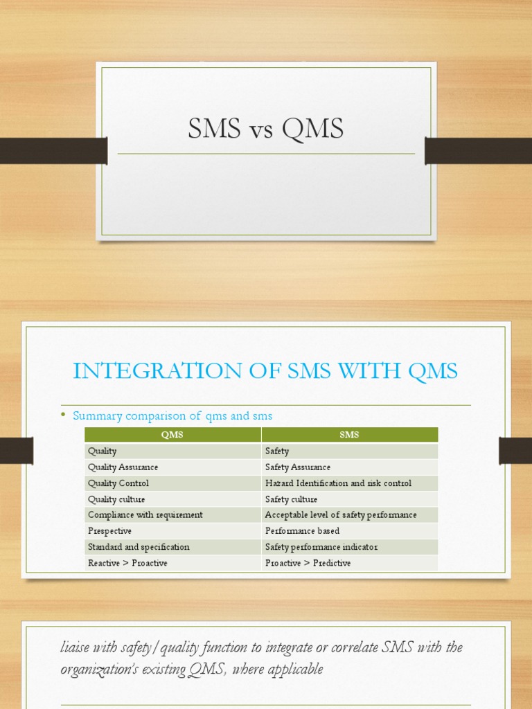 SMS Vs QMS (Autosaved) | PDF | Audit | Quality Management System