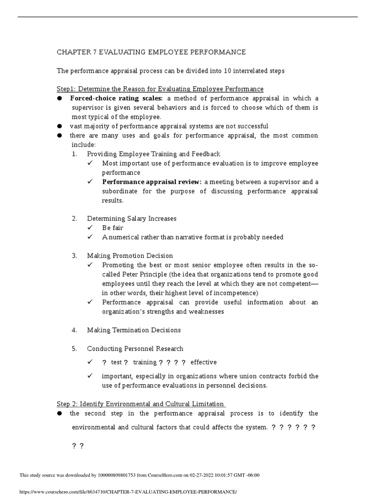 Chapter 7 Evaluating Employee Performance | PDF | Performance Appraisal | Cognitive Science