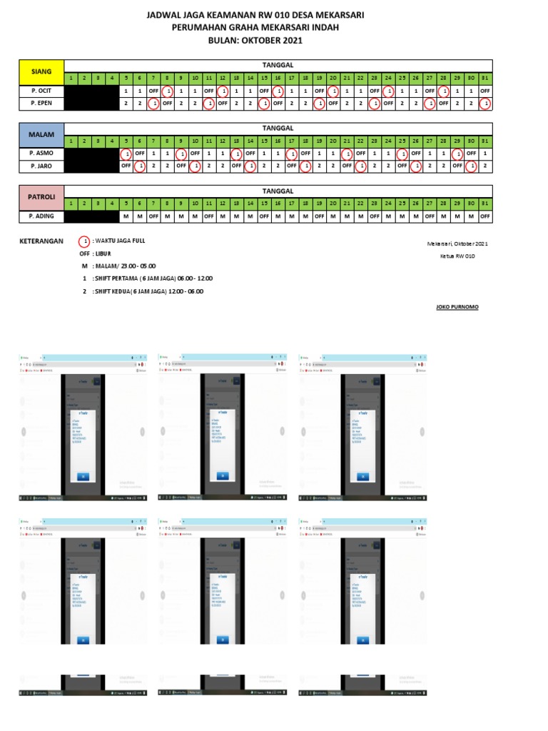 Jadwal Petugas Keamanan | PDF