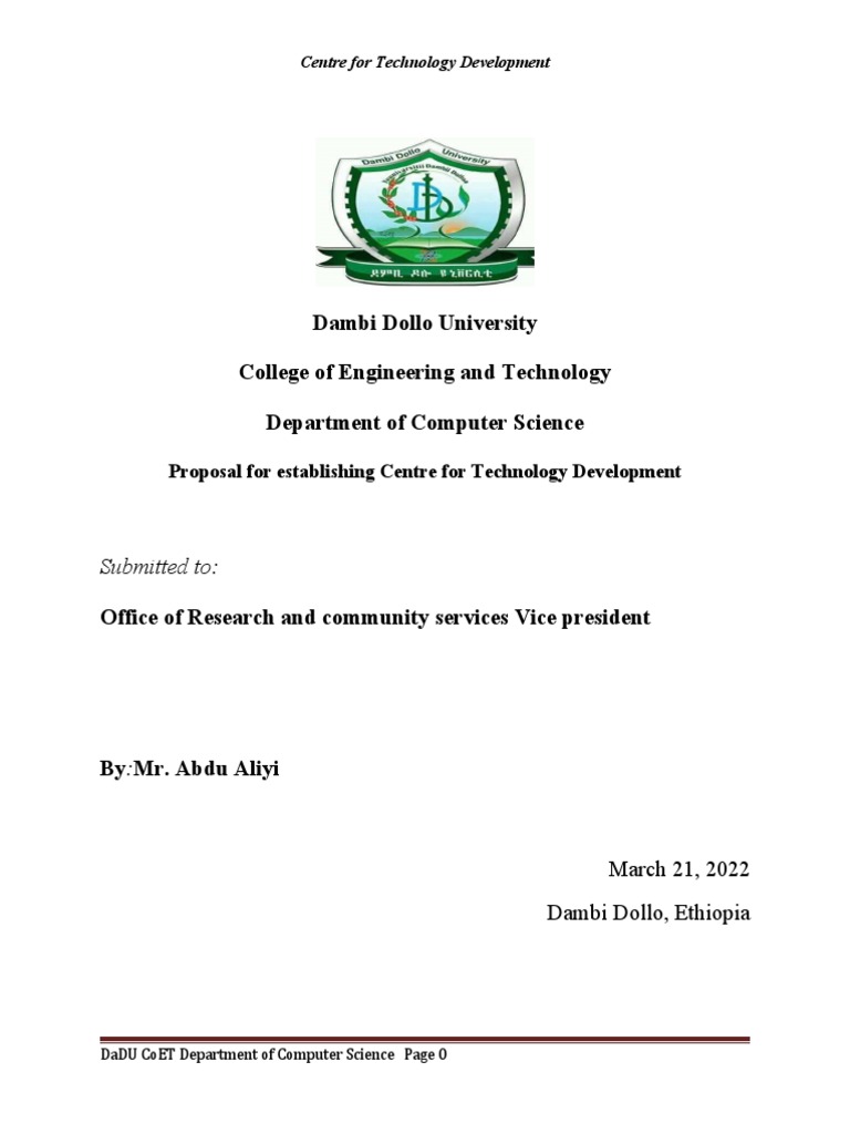 Dambi Dollo University College of Engineering and Technology Department ...