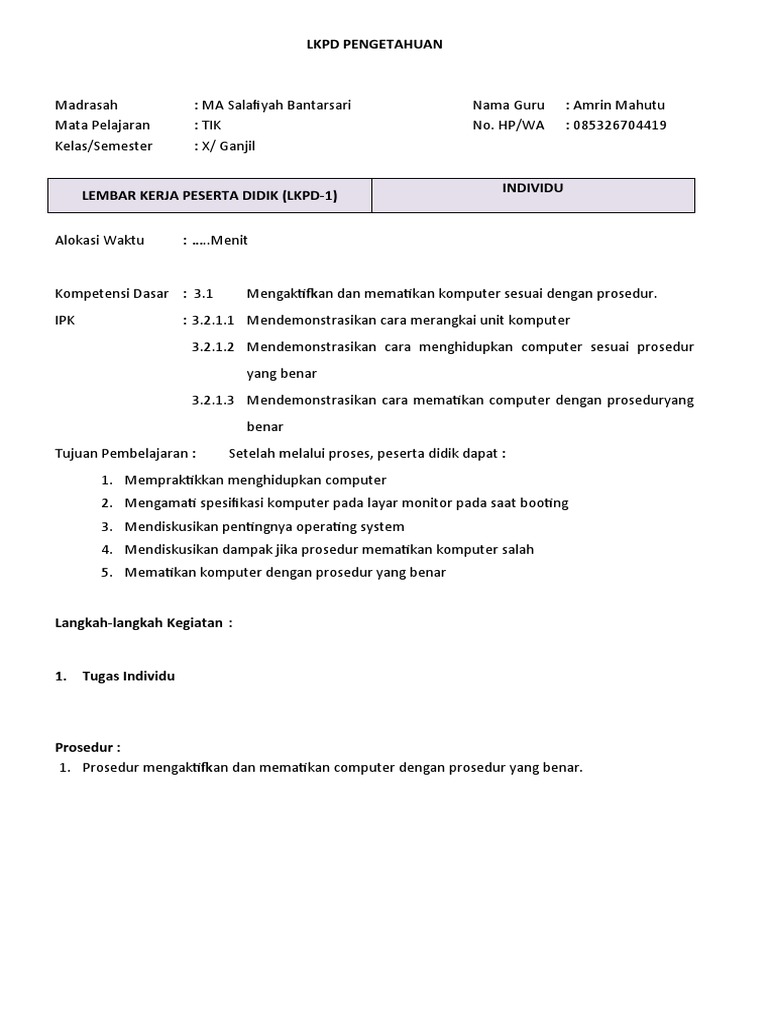 LKPD 1 | PDF | Karier & Perkembangan