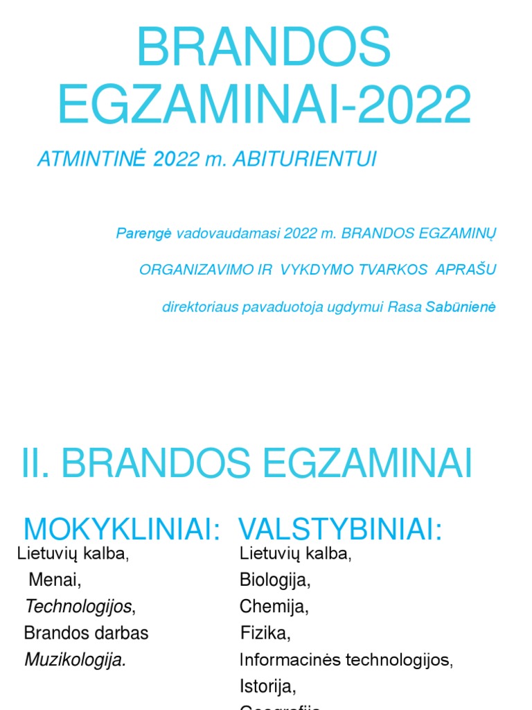 Brandos Egzaminai - 2022 | PDF