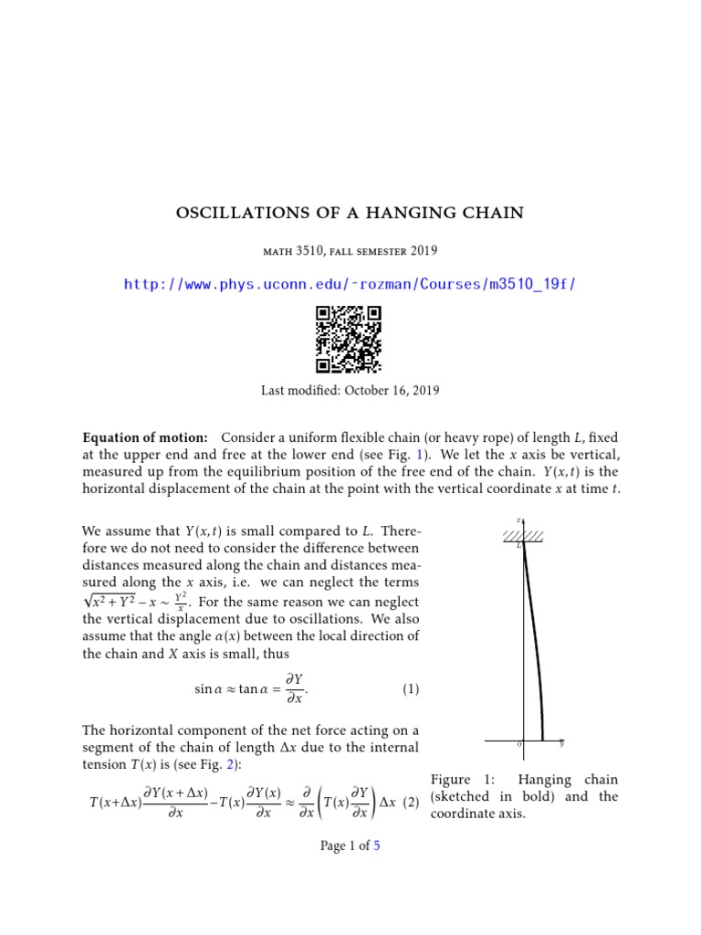 Oscillations of a Hanging Chain: Deriving the Governing Equation of ...