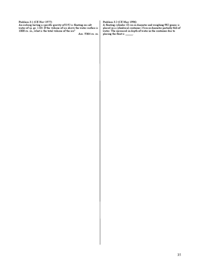 Sample Problem Part 3 Mech Fluid - Compress | PDF | Buoyancy | Weight