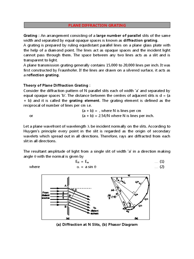 Plane Diffraction Grating | Download Free PDF | Diffraction | Physical ...