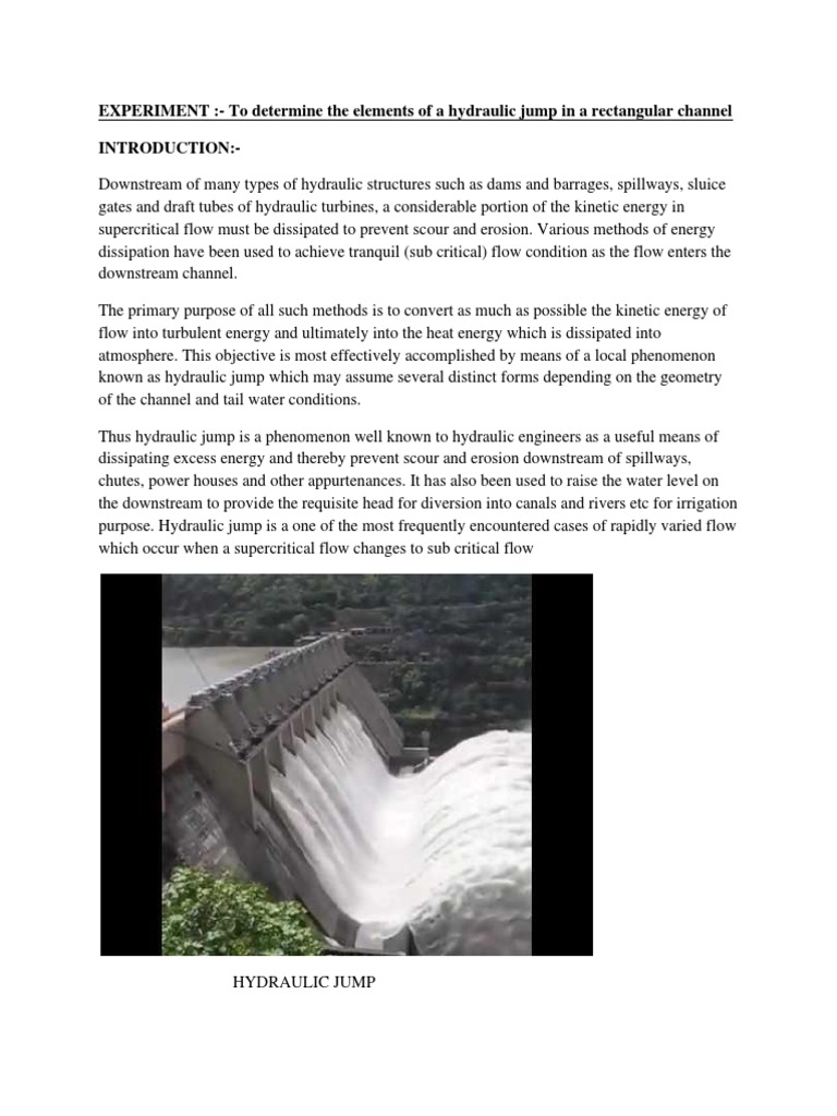Experimental Determination and Analysis of Hydraulic Jump ...
