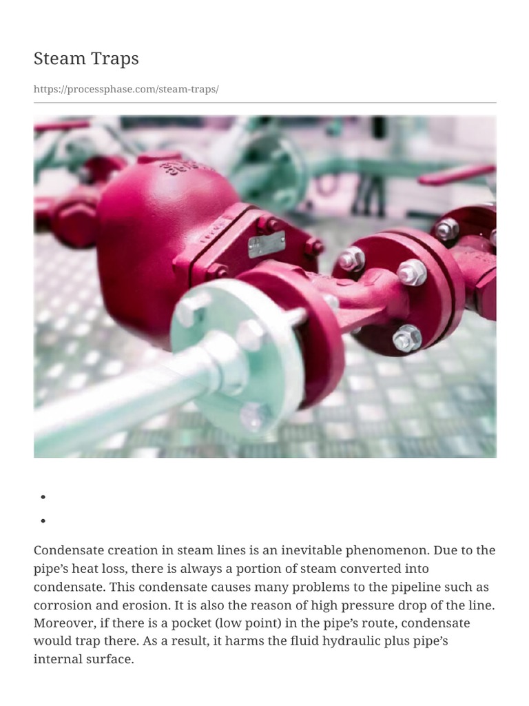 Steam Traps - Process Phase+ | PDF | Steam | Valve