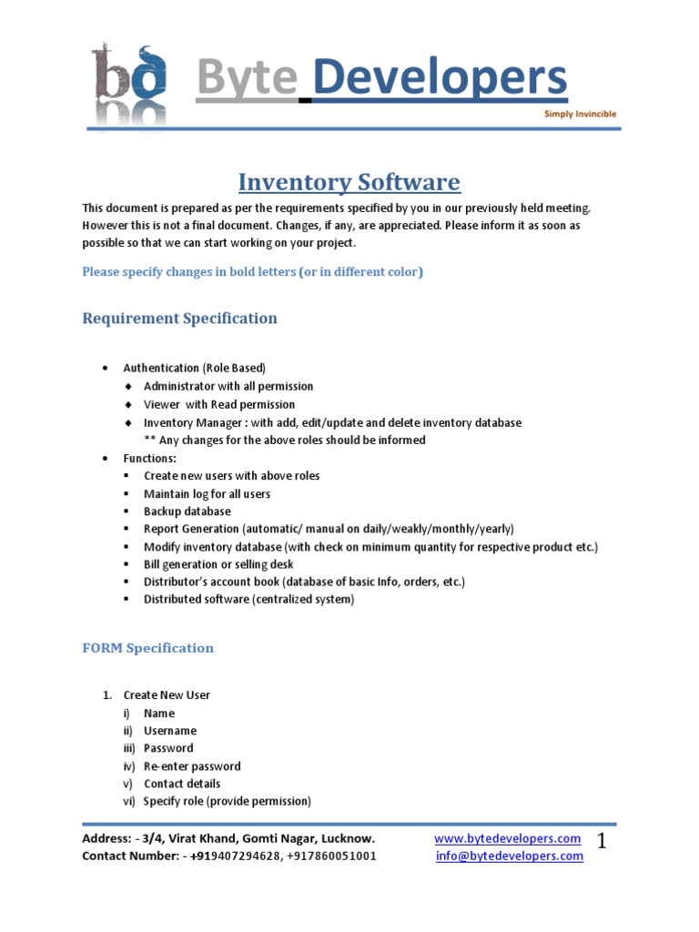 Inventory Software | PDF | User (Computing) | Databases