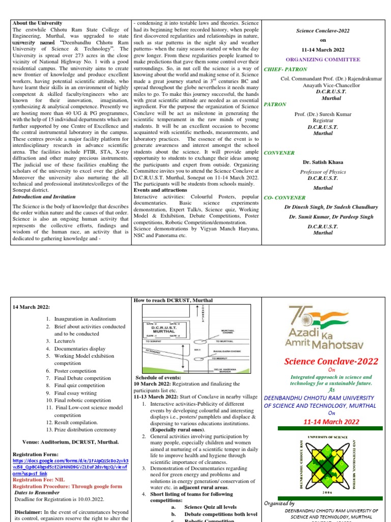 Pamphlet Science Conclave 2022 | PDF | Science
