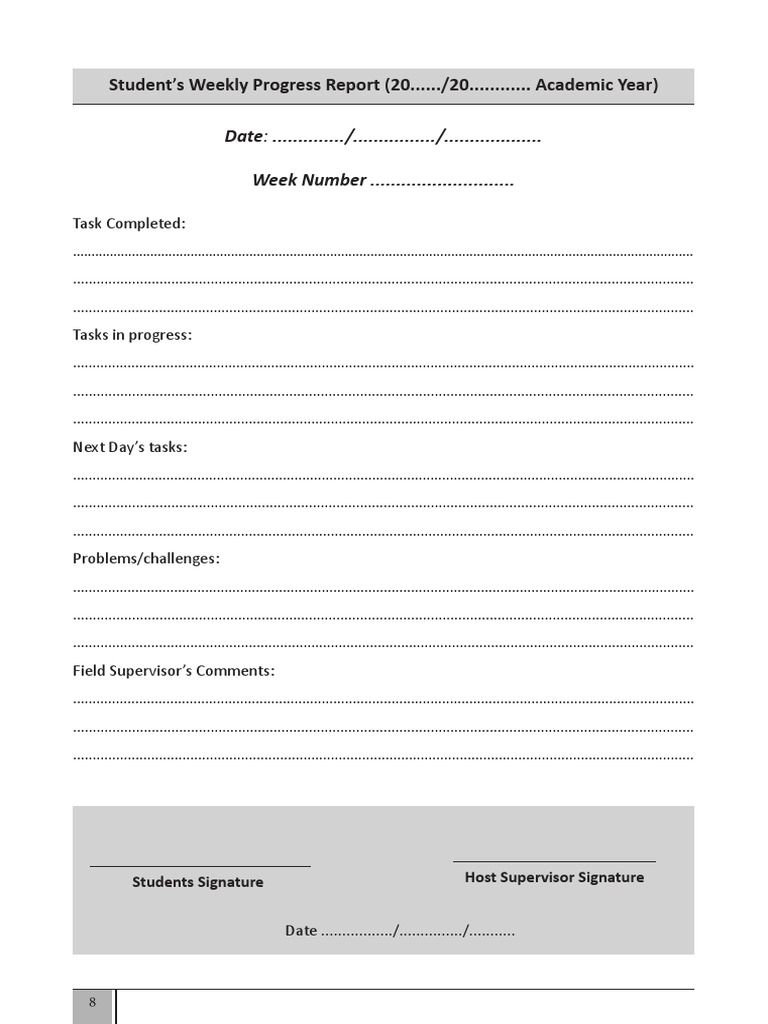 Weekly Progress Report Form | PDF