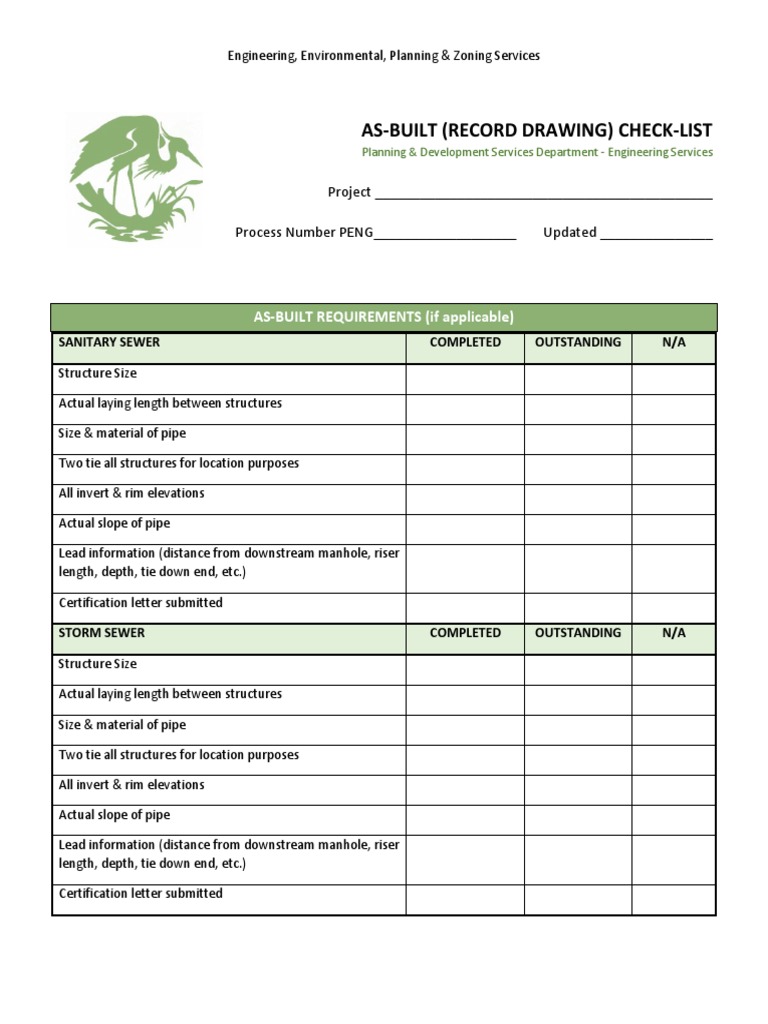 As-Built Check-List. - Fillablepdf | PDF | Storm Drain | Civil Engineering