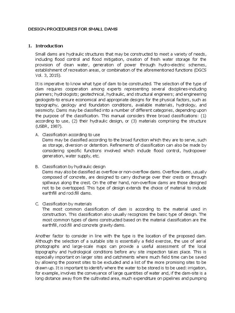 Design Procedures For Small Dams | PDF | Dam | Spillway