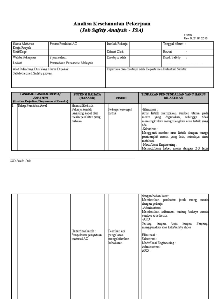 Contoh Form JSA - FIX | PDF
