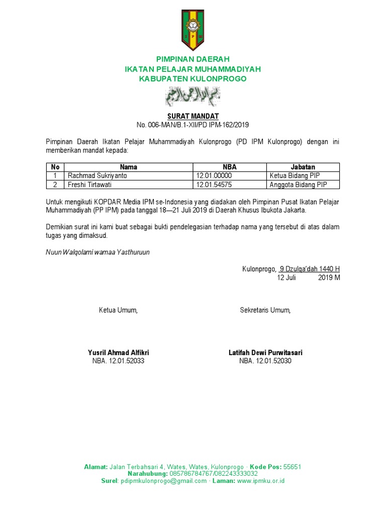 (CONTOH) Surat Mandat | PDF