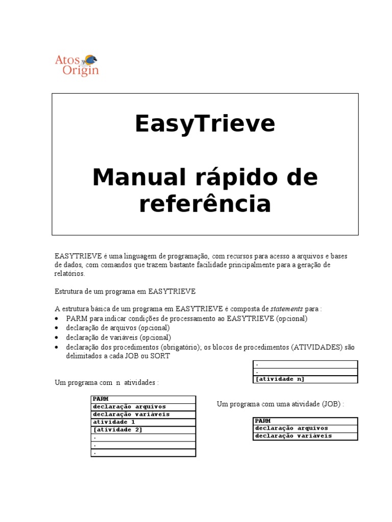 Guia Rápido de Easytrieve | PDF | Byte | Codificações