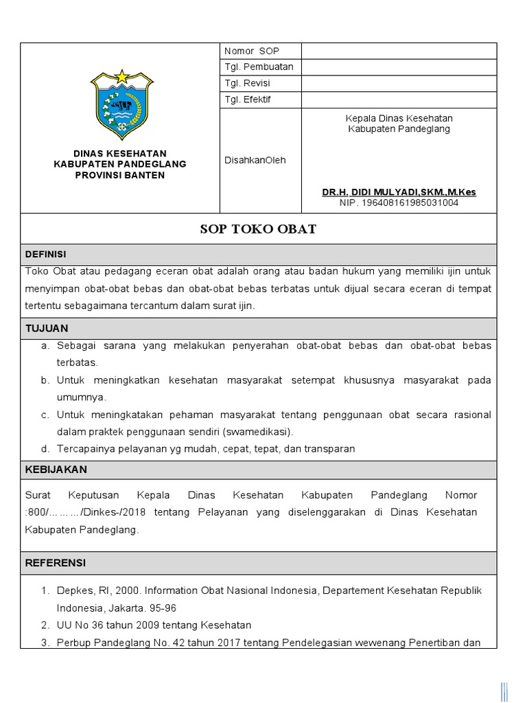 Sop Toko Obat | PDF