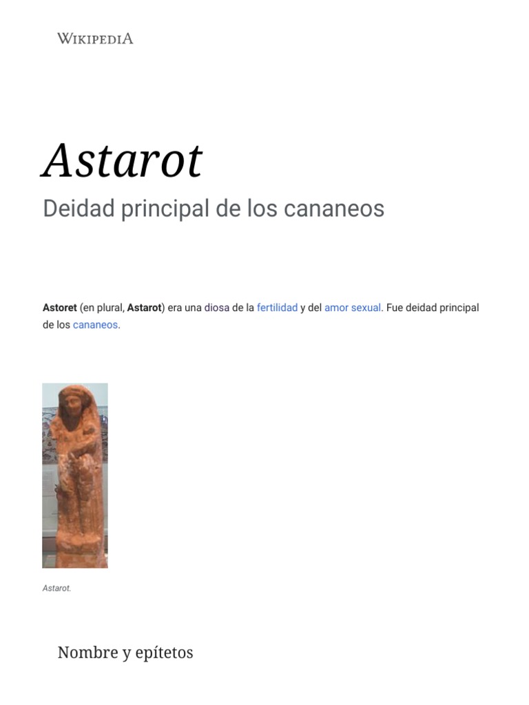 Astarot - Wikipedia, La Enciclopedia Libre | PDF | Mitología | Politeísmo