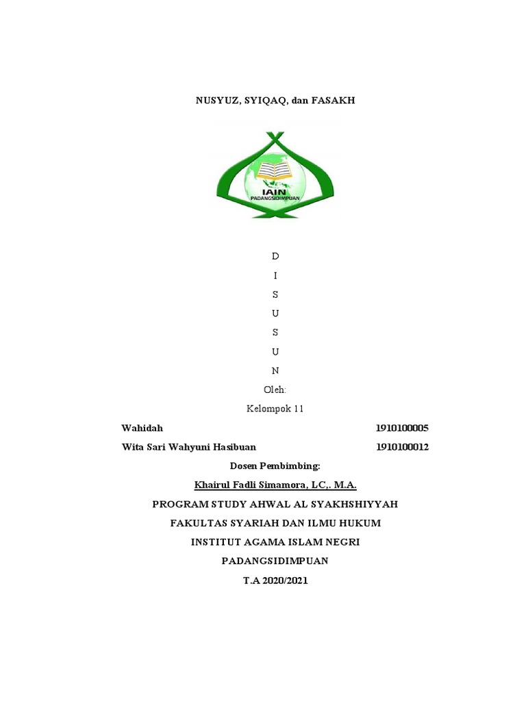 NUSYUZ, SYIQAQ, Dan FASAKH | PDF
