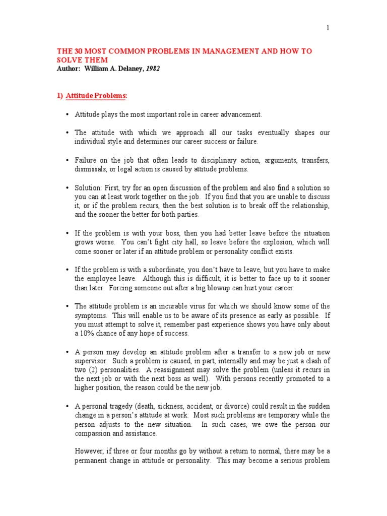 3) 30 Most Common Problems in Management and How To Solve Them PDF ...