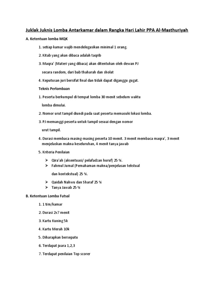 Juknis Lomba Harlah | PDF
