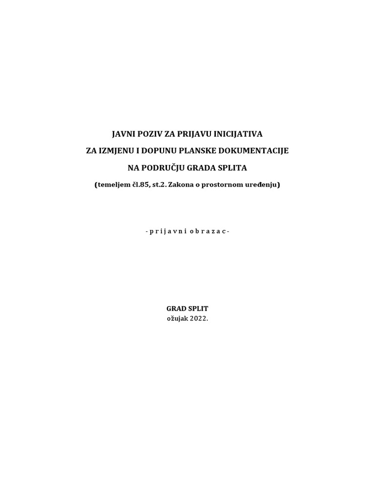 2022 - 03 - 21 - Tekst Javnog Poziva - Za Inicijative - Obrazac | PDF