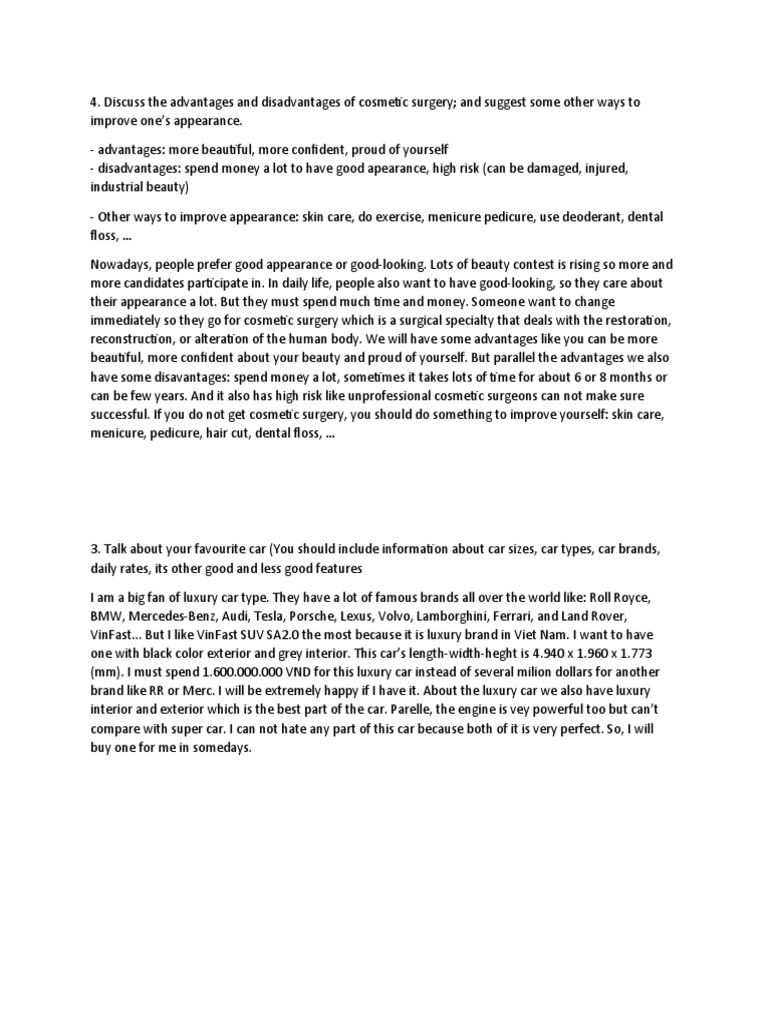 Pros and Cons of Cosmetic Surgery | PDF | Business | Technology ...