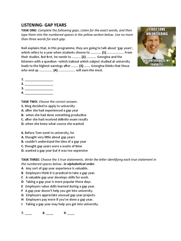 Listening - Gap Years | PDF