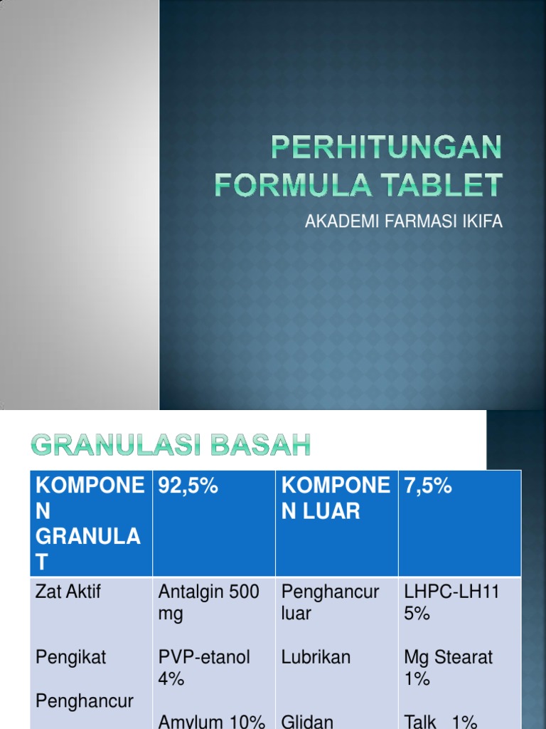 Pertemuan 2-Perhitungan Formula Tablet | PDF