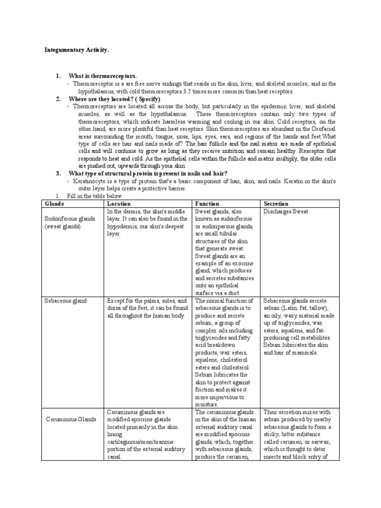 2nd (Integumentary Activity) | PDF | Skin | Integumentary System