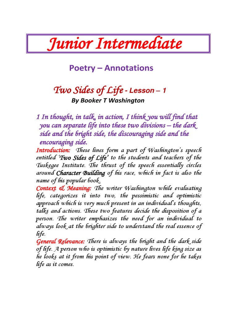 Two Sides of Life | PDF | Teachers | Thought