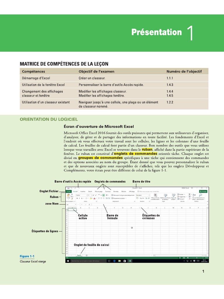 Leçon 1 - Présentation de Linterface Excel | PDF