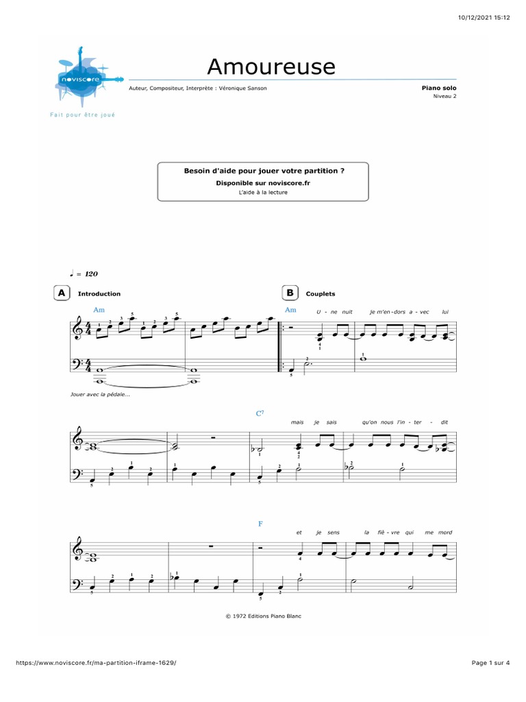 Amoureuse - Sanson | PDF