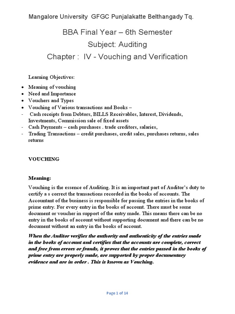 Vouching and Verification | PDF | Audit | Interest