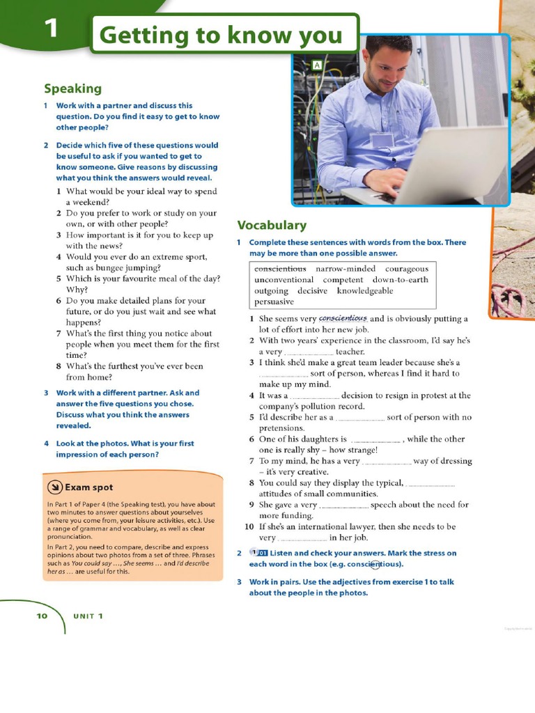 Objective Advanced - Unit 1 | PDF