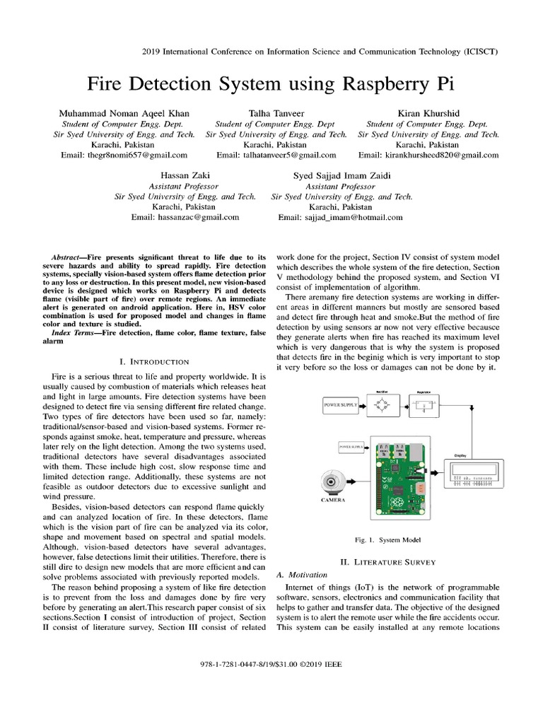 31 - Fire Detection System Using Raspberry Pi | PDF | Rgb Color Model ...