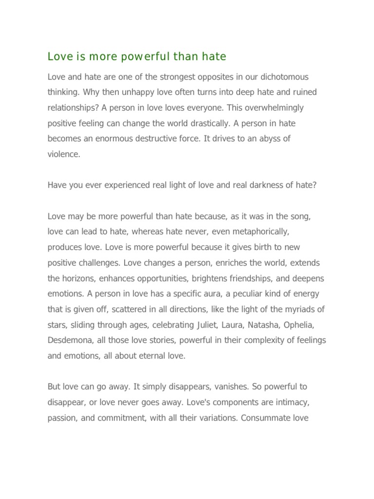 Love Is More Powerful Than Hate | PDF | Social Psychology | Interpersonal Relationships